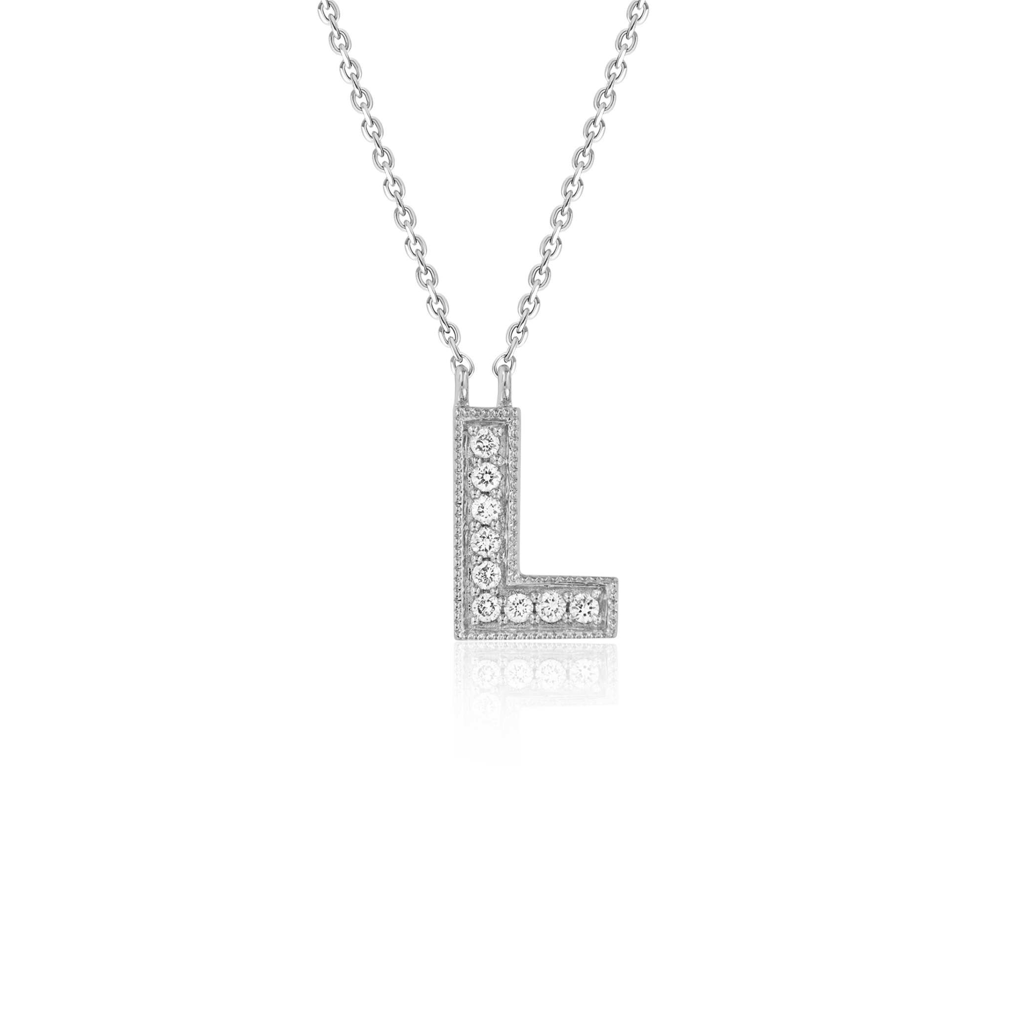 Aukso pakabukas su deimantais ir grandinėle - raidė L | Factory By Ribas