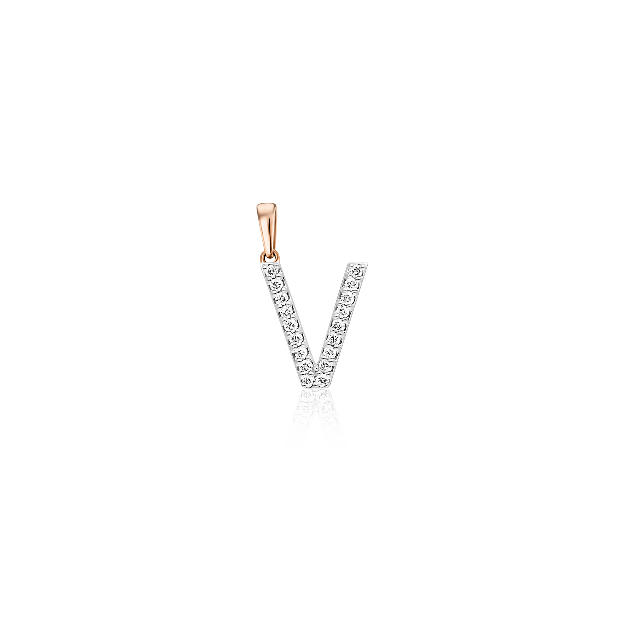 Aukso pakabukas su deimantais, raidė V | Factory By Ribas