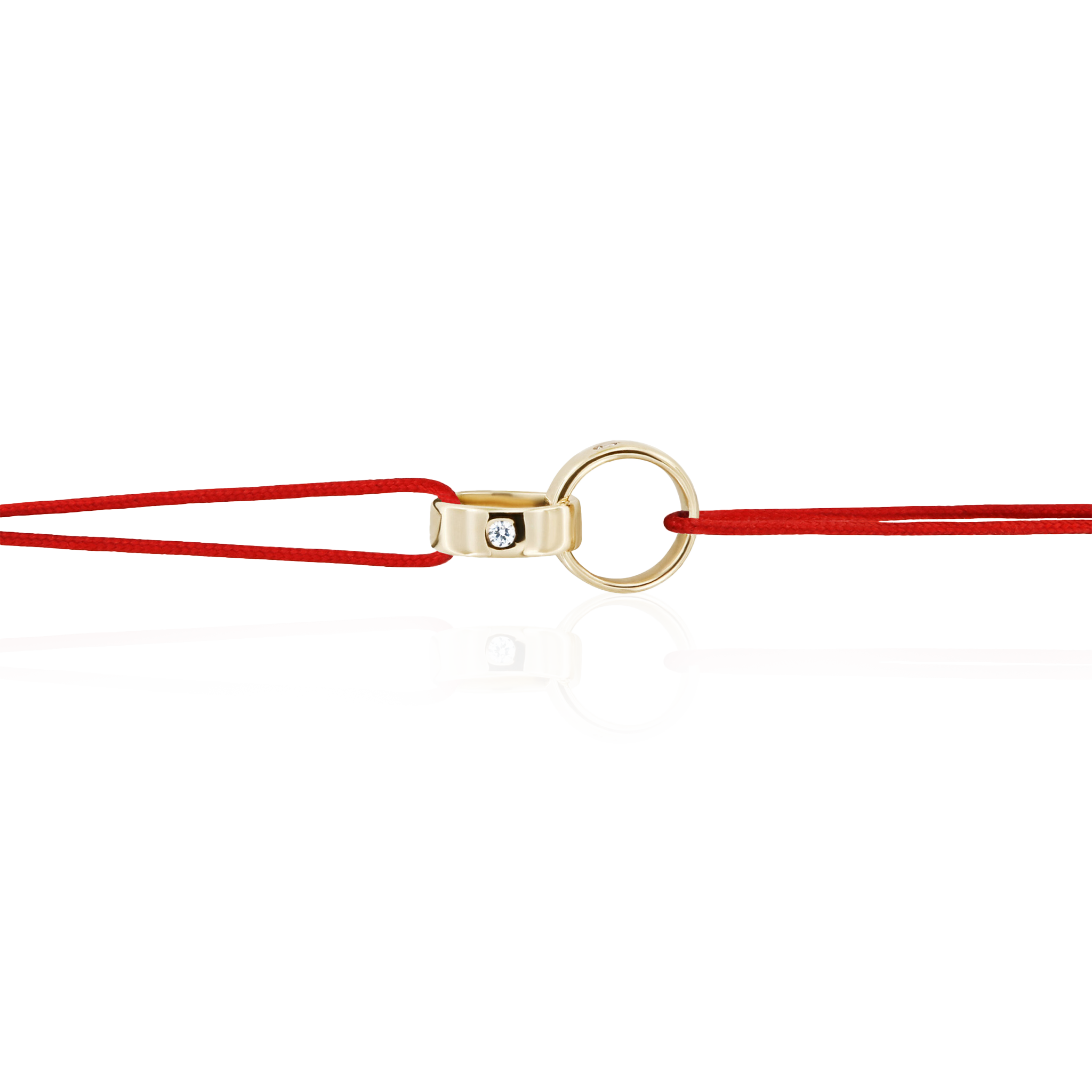 Raudona juostelė-apyrankė su 0,02 ct deimantais ir auksu | Factory By Ribas