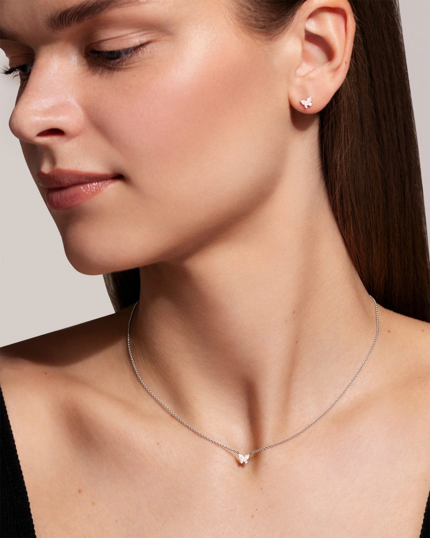 Diamond mono earring in gold - butterfly | Factory By Ribas