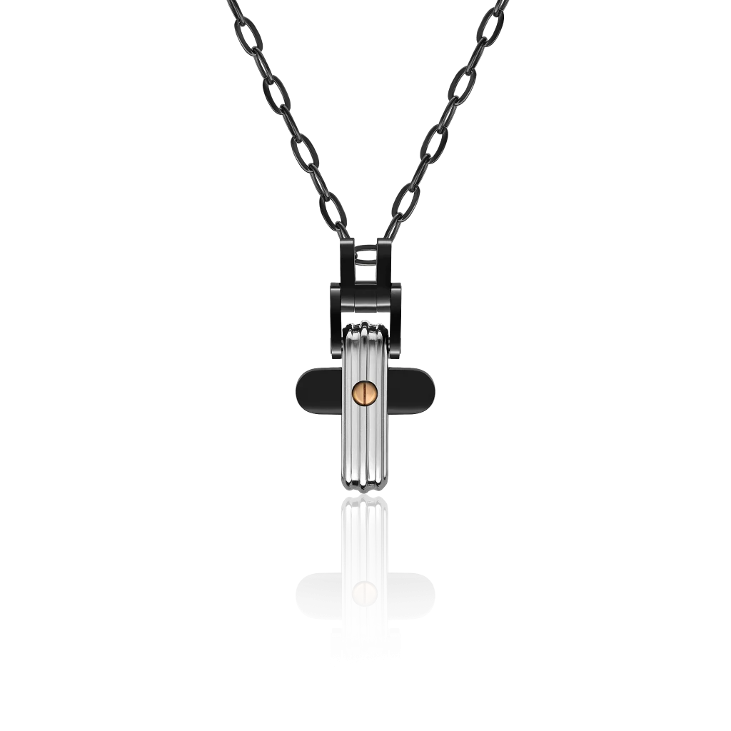 Cross necklace in steel and gold BARAKA | Factory By Ribas