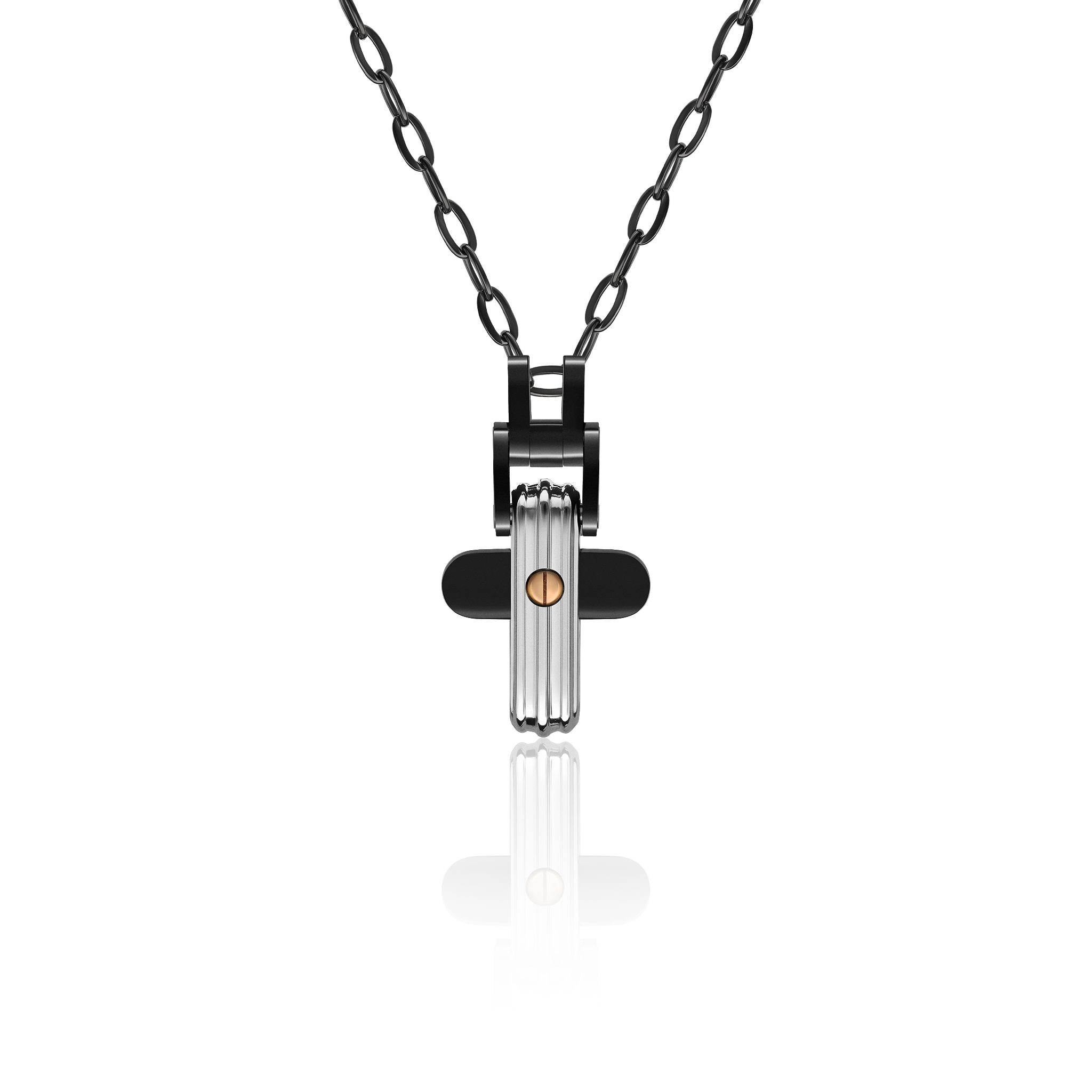 Cross necklace in steel and gold BARAKA | Factory By Ribas