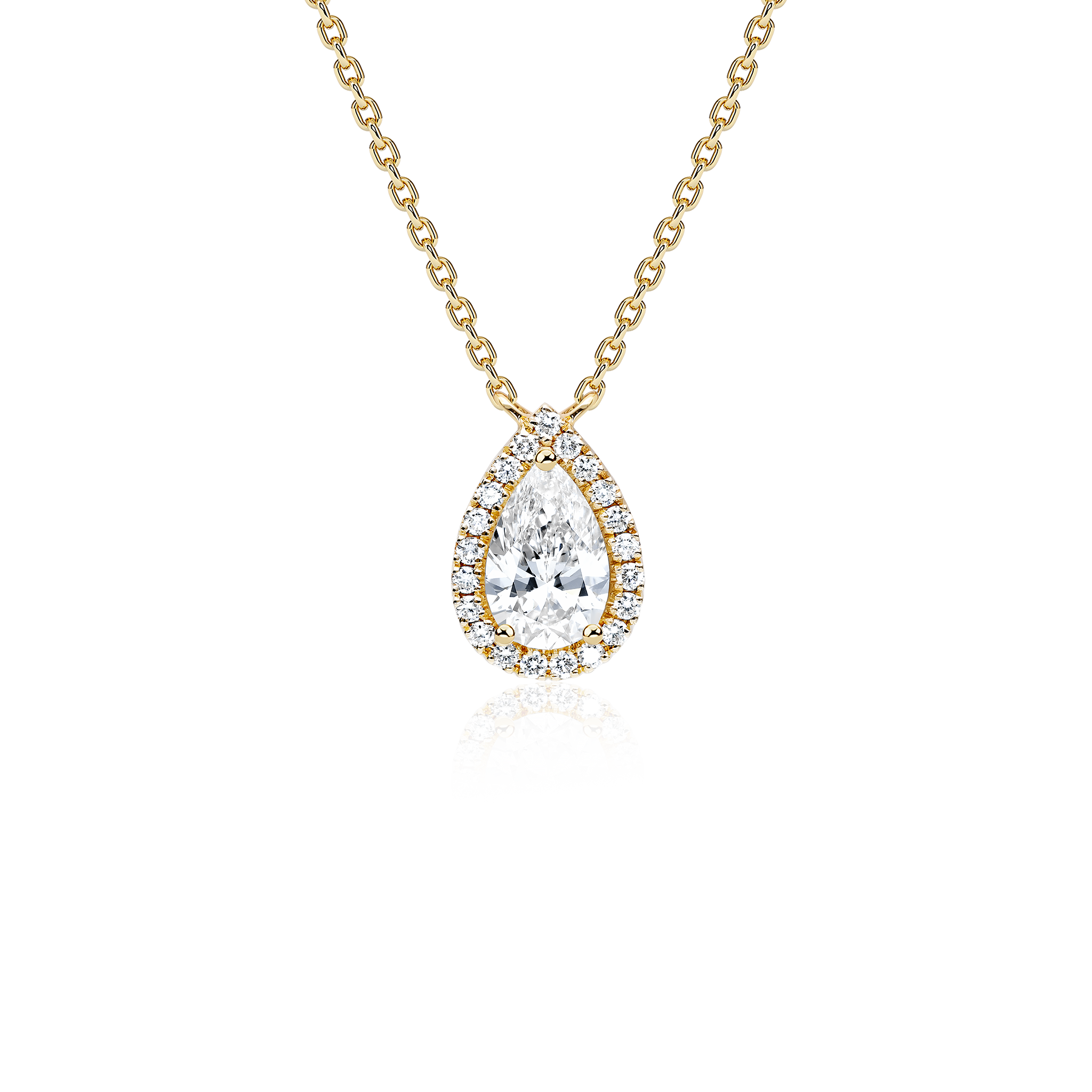 Pear shaped diamond necklace in gold | Factory By Ribas