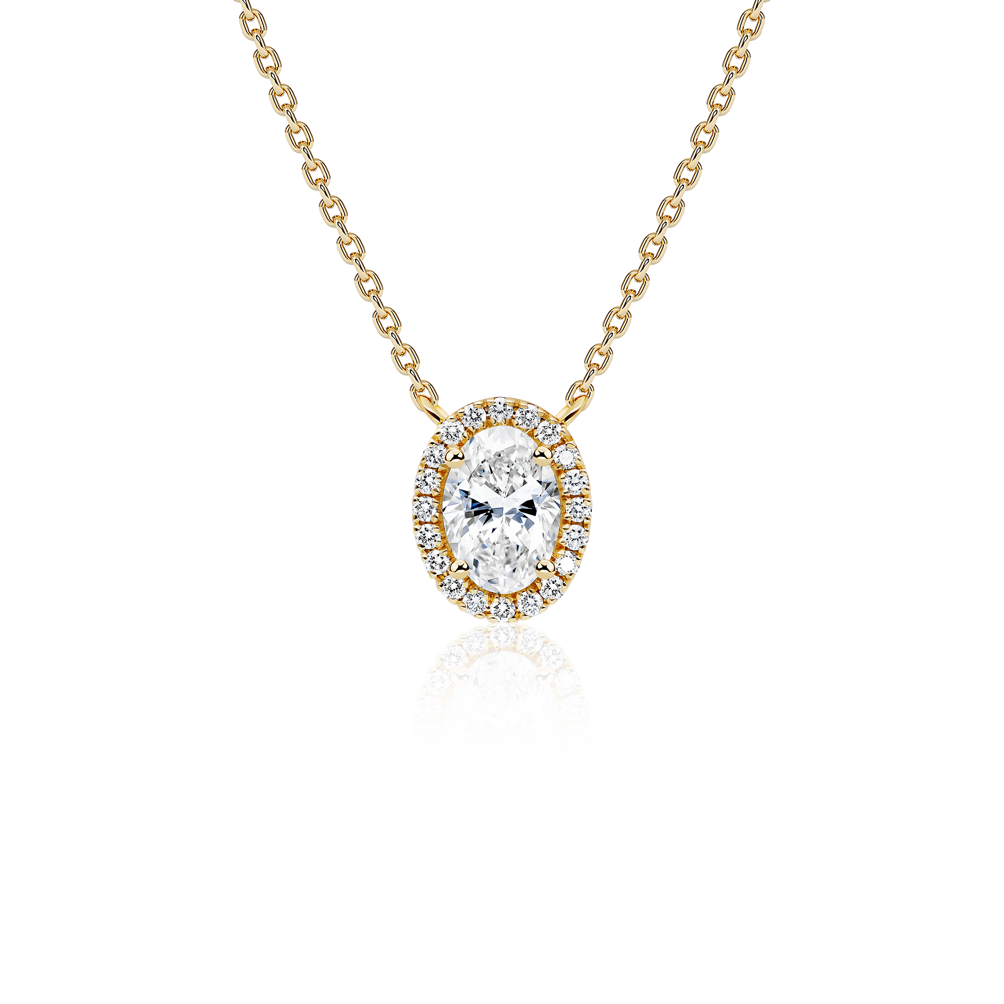 Oval diamond necklace in gold | Factory By Ribas