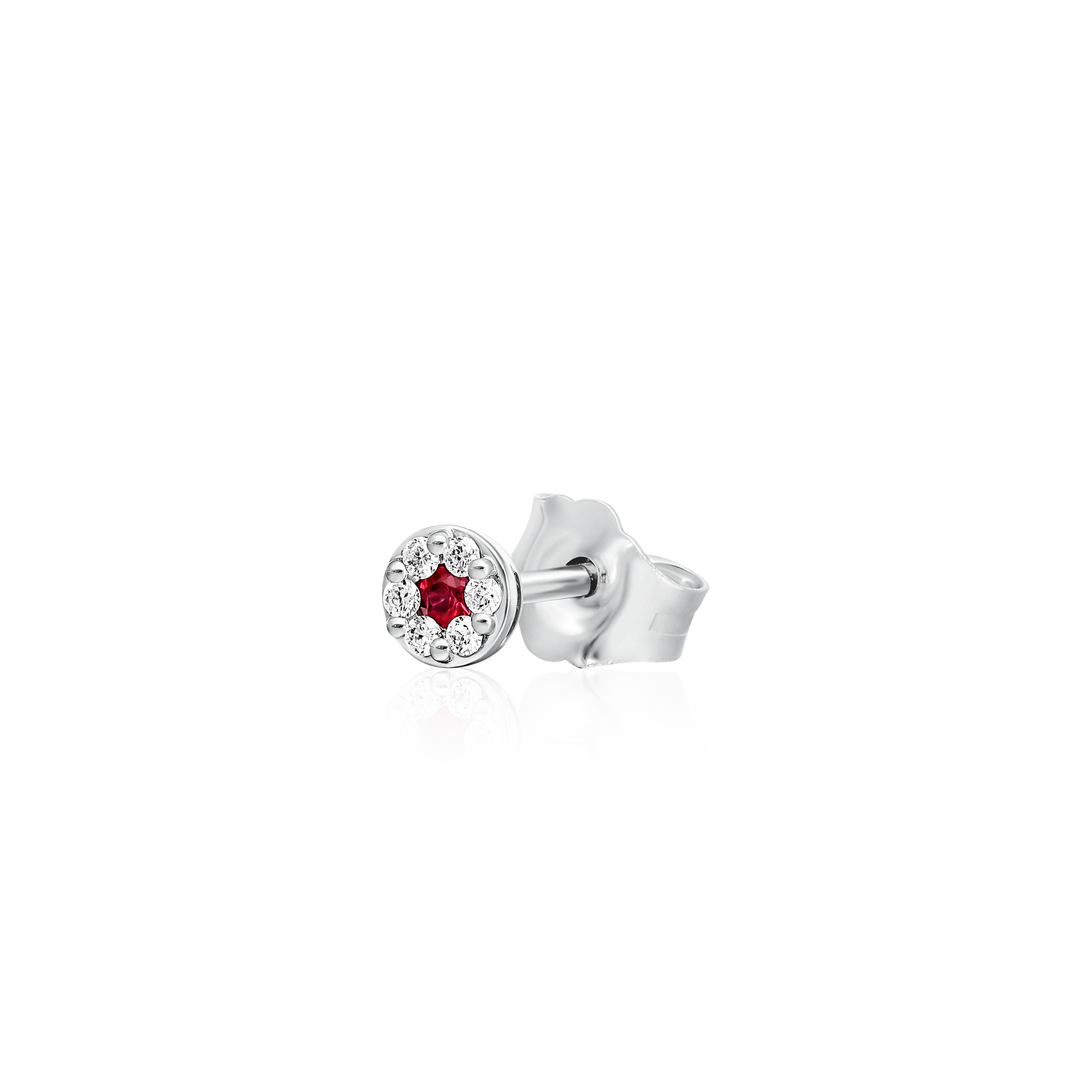 Ruby and diamond mono stud in gold | Factory By Ribas