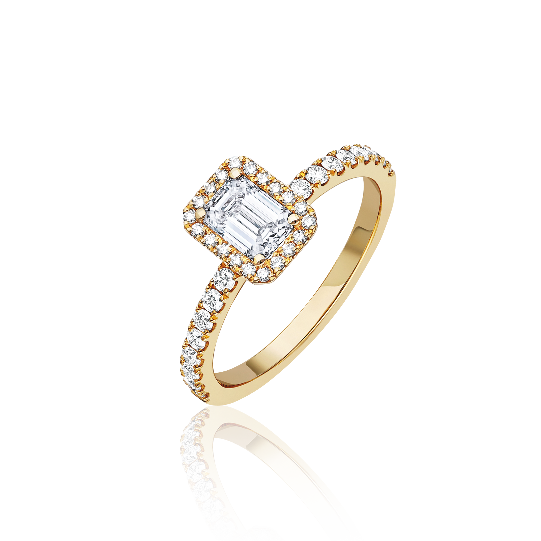 Emerald shape diamond ring in gold | Factory By Ribas